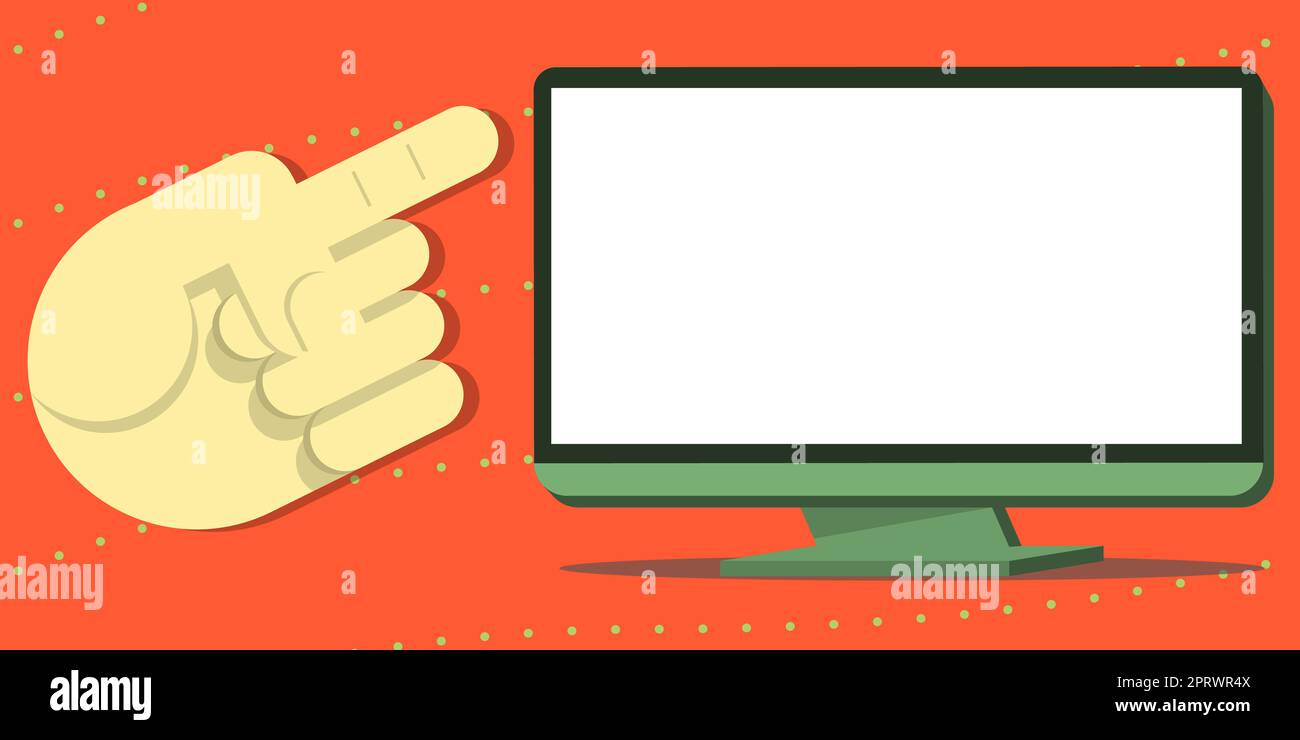 One Finger Pointing At Screen With Important Information. Hand ...