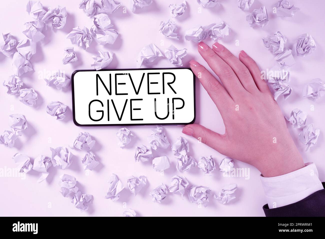 Hand writing sign Never Give Up, Concept meaning Keep trying until you ...