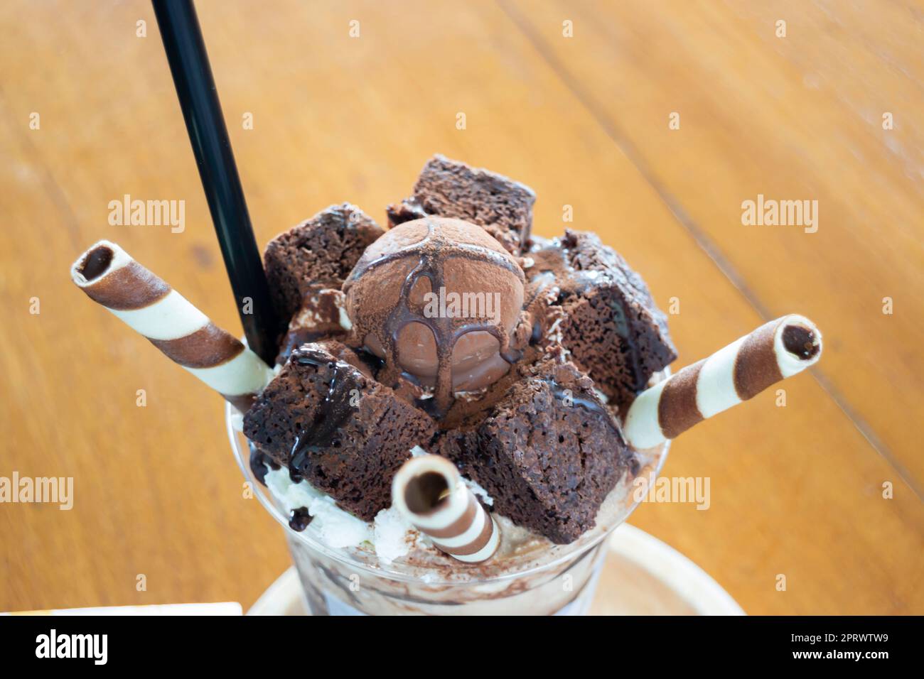 Delicious chocolate brownie frappe drink Stock Photo - Alamy