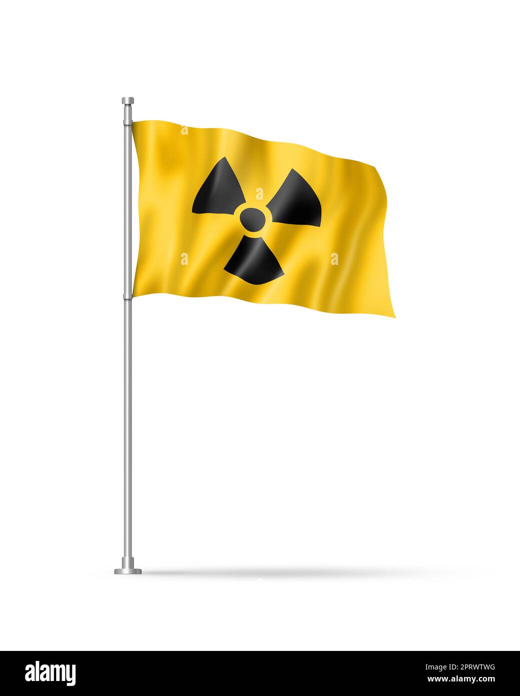 radioactive nuclear symbol flag, 3D illustration, isolated on white ...