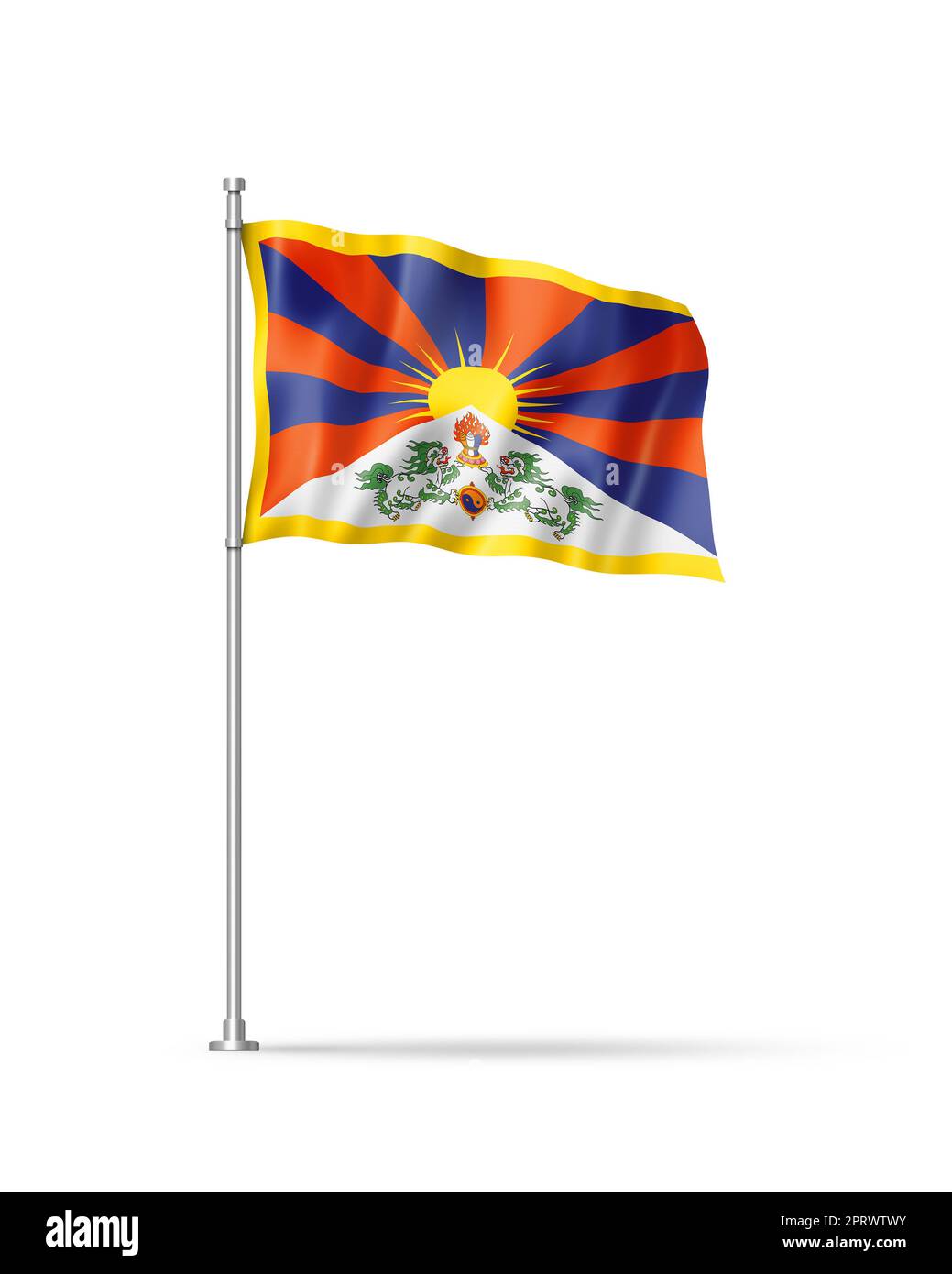 Tibet flag, 3D illustration, isolated on white Stock Photo - Alamy
