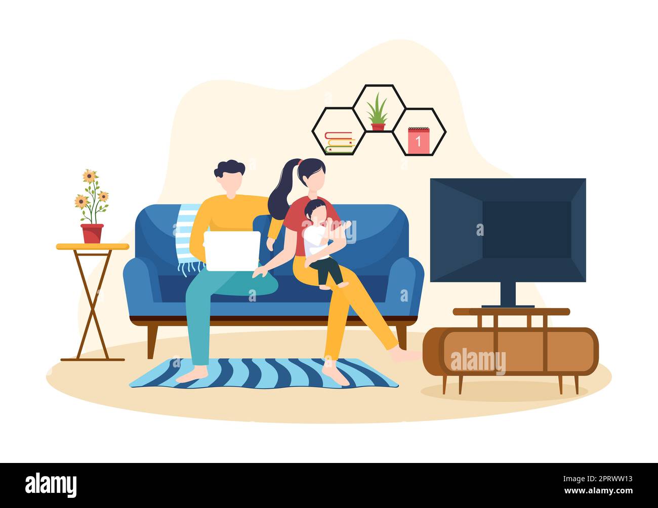 TV Channel Template Hand Drawn Cartoon Flat Illustration Home ...