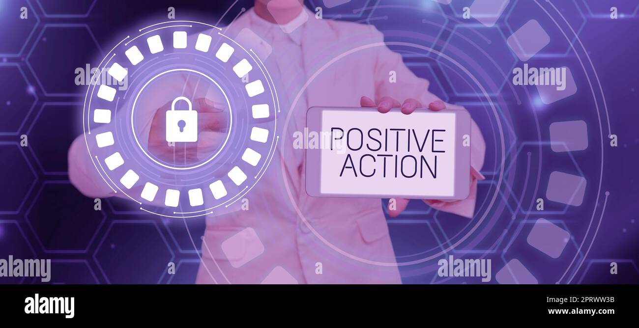 Conceptual display Positive Actiondoing good attitude against certain ...