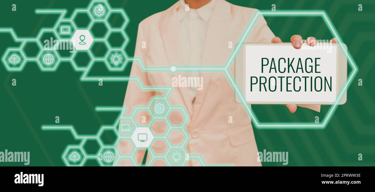Text caption presenting Package ProtectionWrapping and Securing items ...