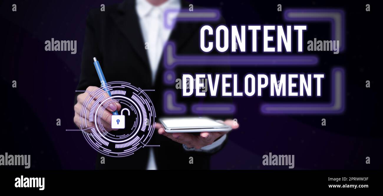 Sign displaying Content DevelopmentSpecialized in Graphic Design Multimedia Documentation ...