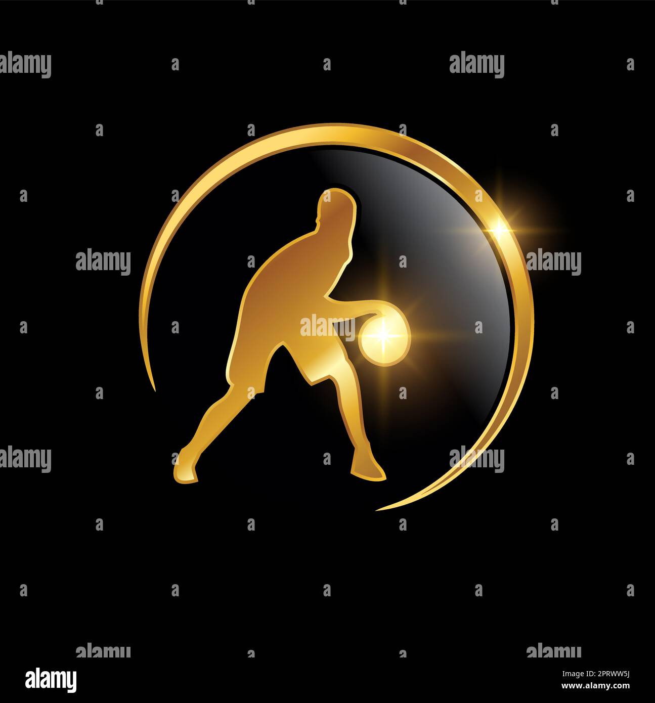 Golden Playing Basketball Logo Sign Stock Vector Image & Art - Alamy