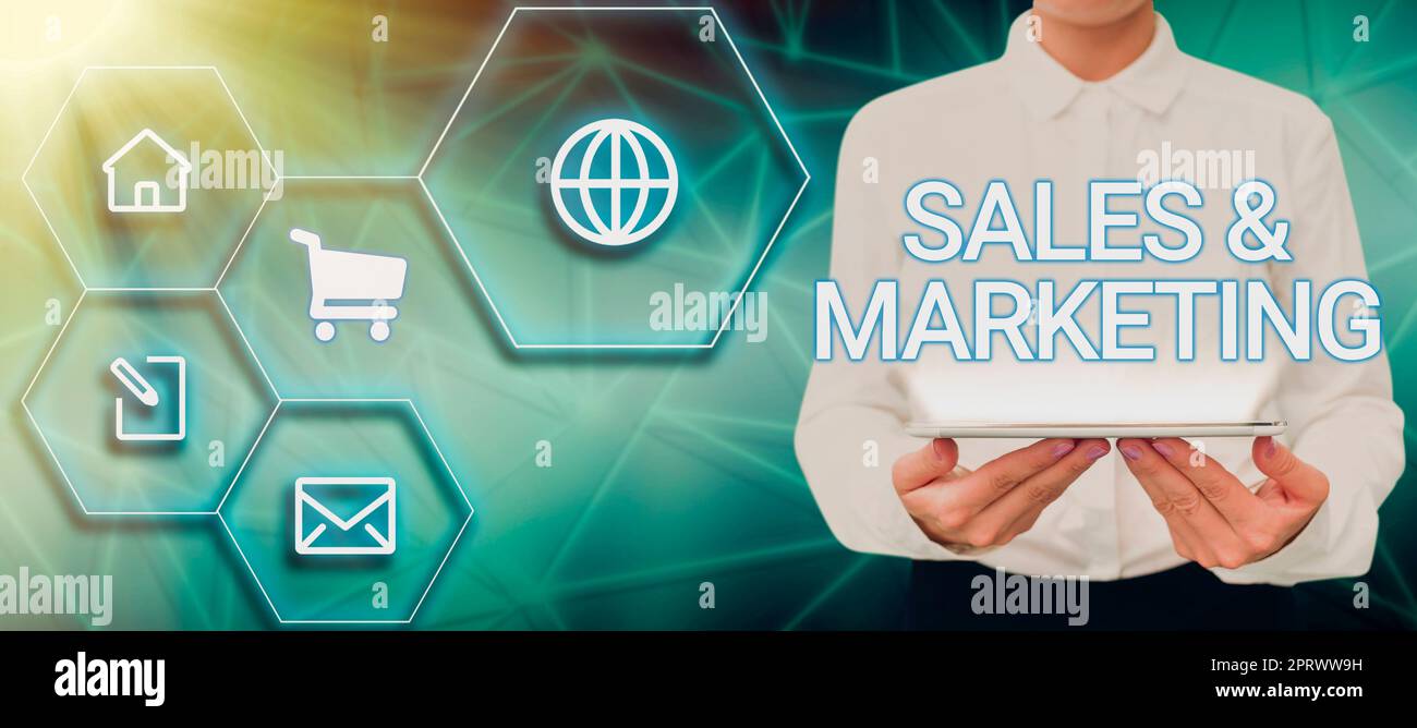 Text caption presenting Sales and MarketingSelling Systematic planning ...