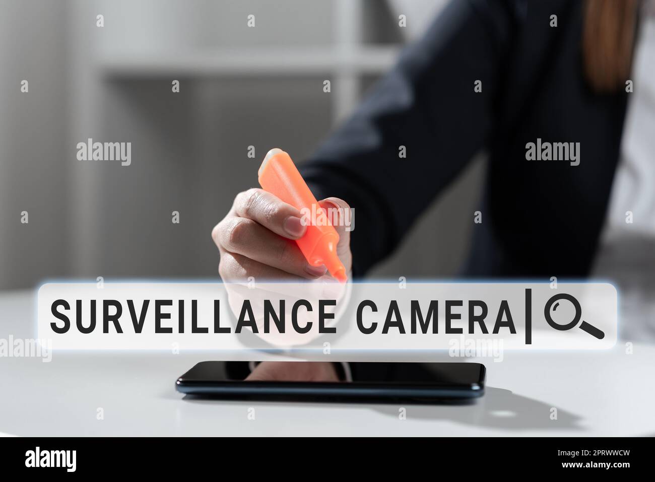 Text caption presenting Surveillance Camera. Business showcase Closed ...
