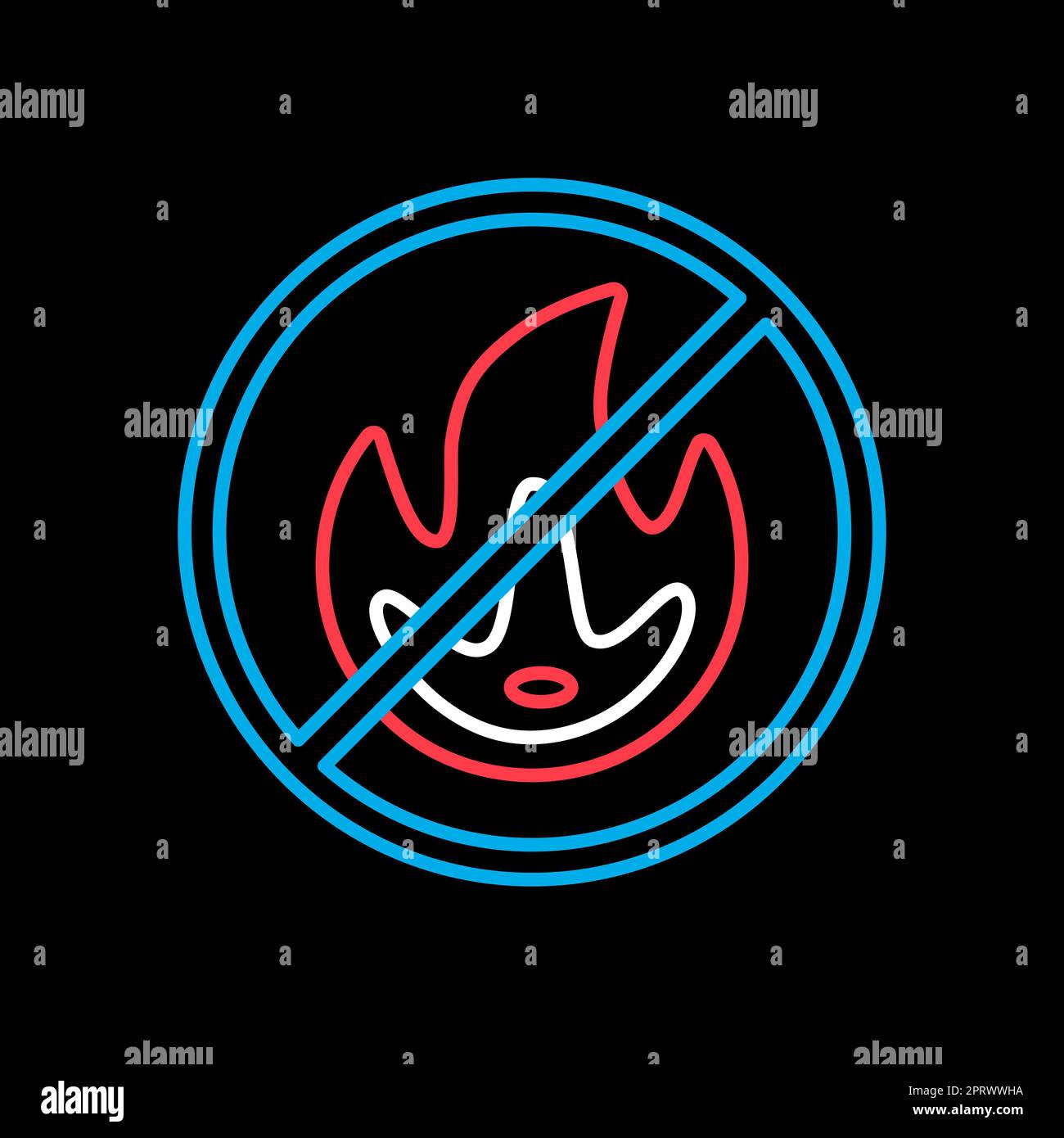 No Fire flame sign vector isolated on black background icon. Fire ...