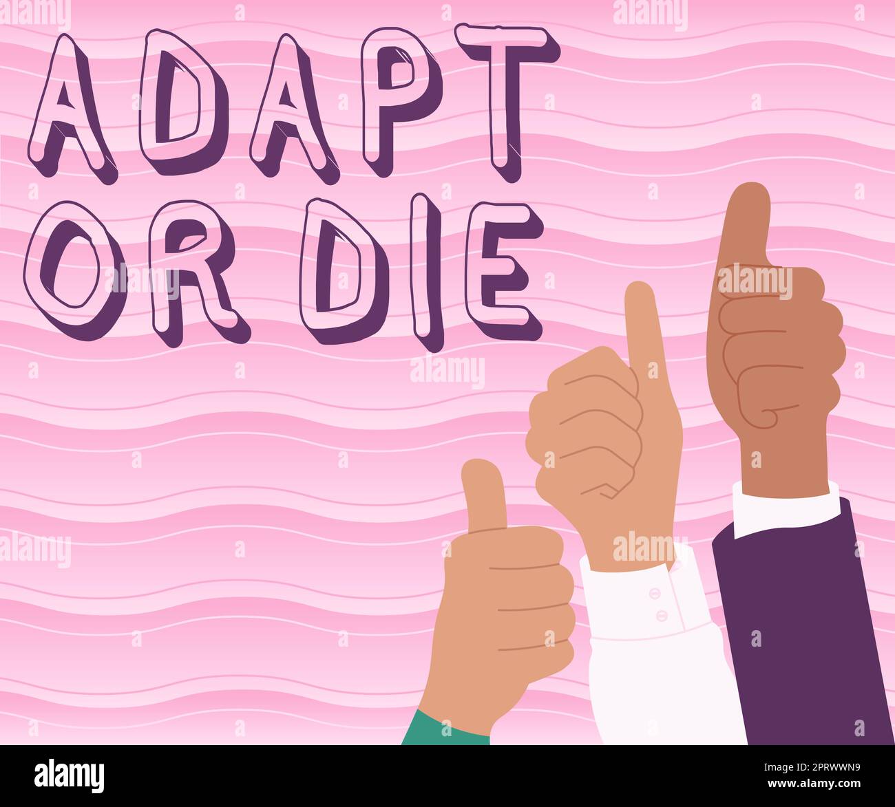 Conceptual display Adapt Or Die. Concept meaning Be flexible to changes ...