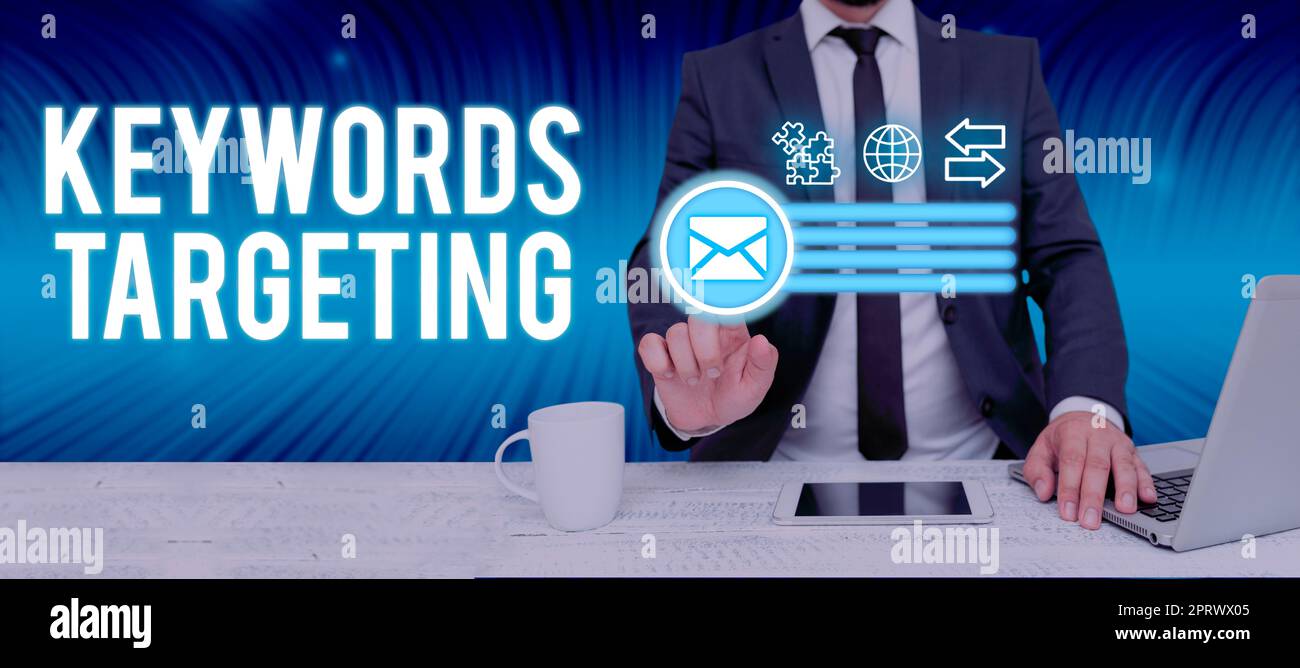 Text caption presenting Keywords TargetingUse Relevant Words to get ...