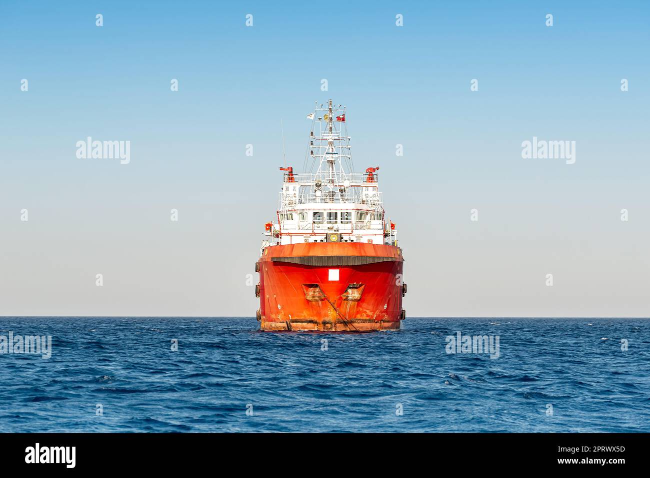 Front view of Offshore Supply Ship in Mediterranean sea Stock Photo - Alamy