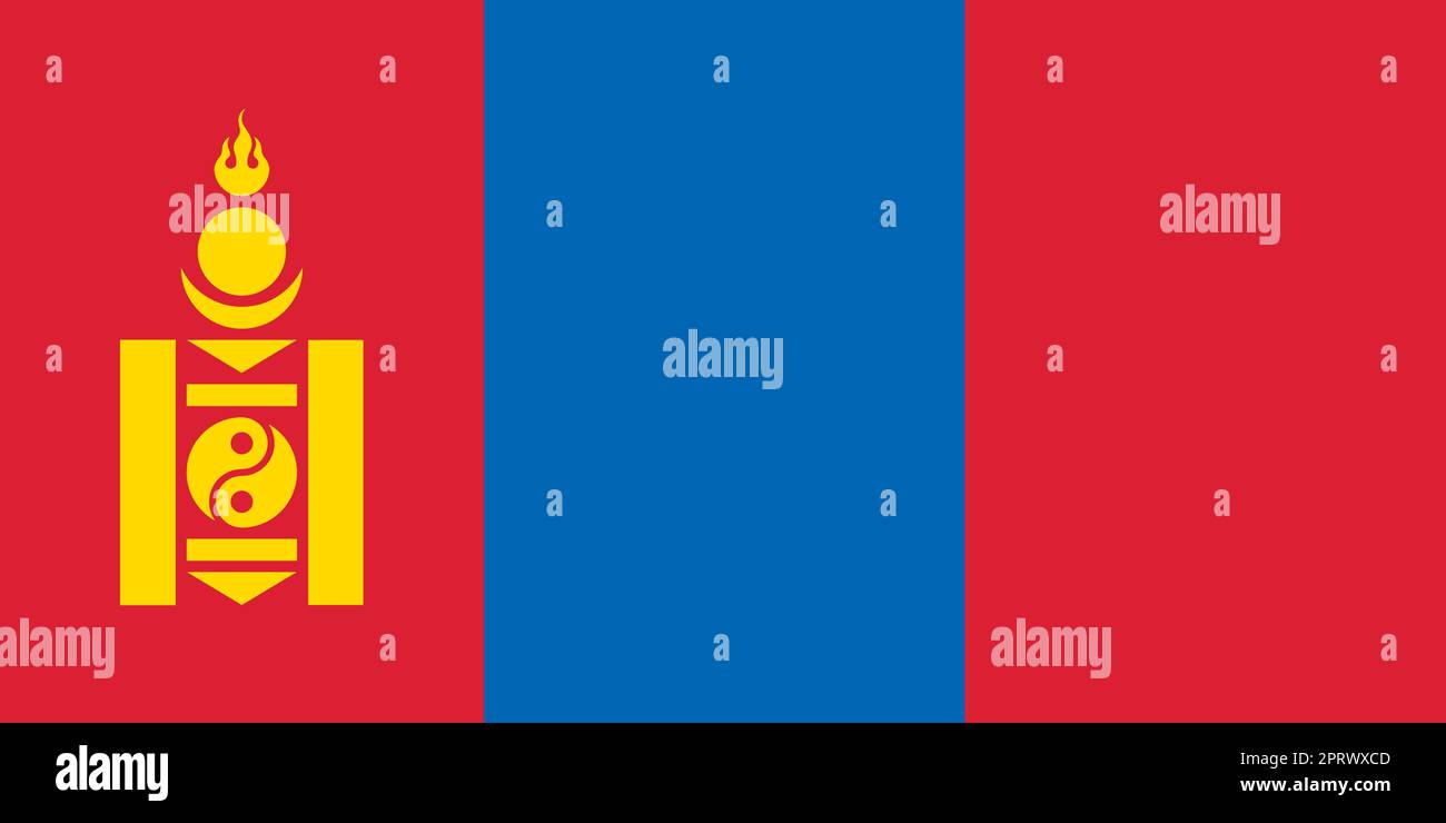 A Mongolia flag background illustration red blue yellow crest Stock ...