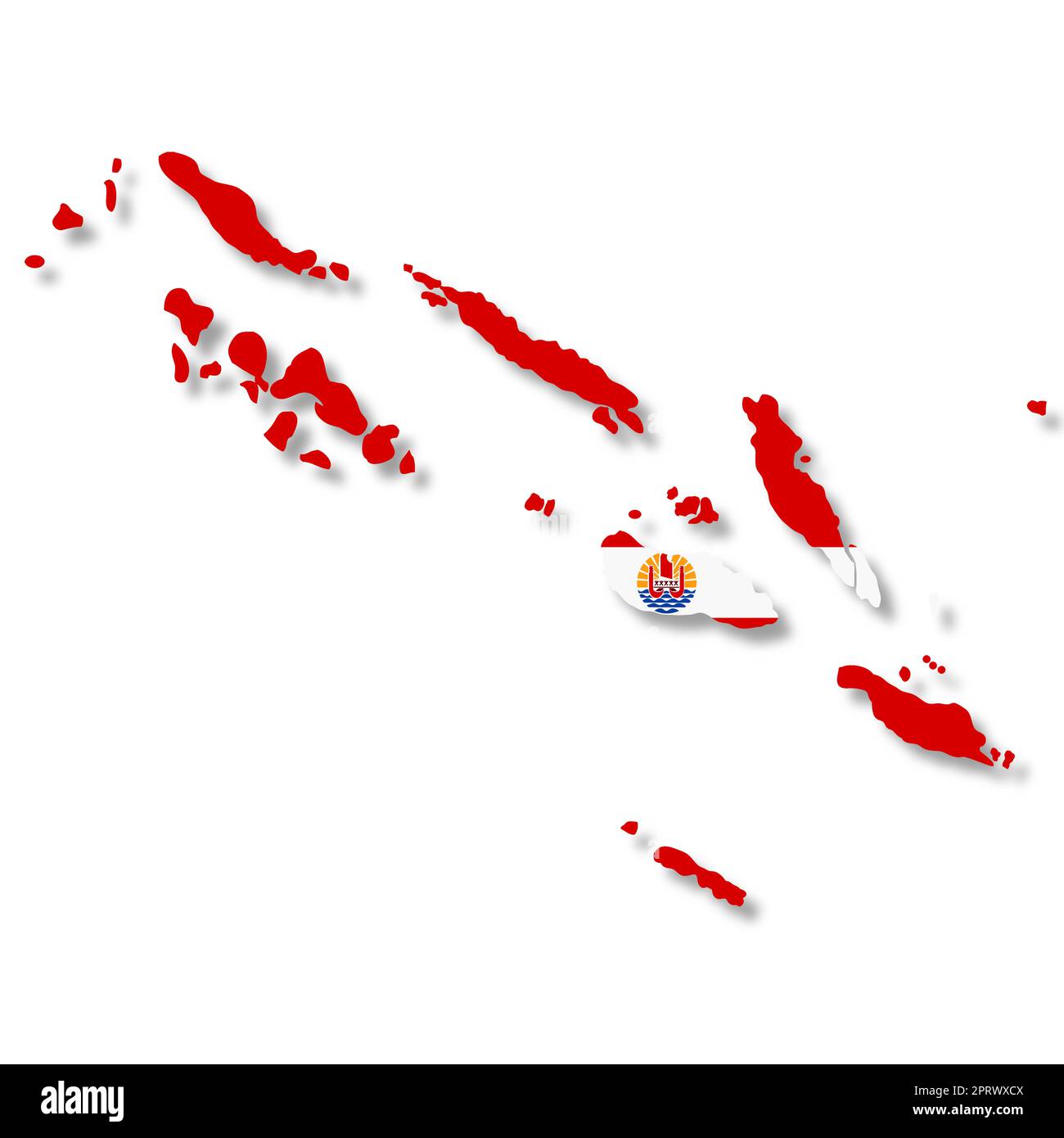 A French Polynesia map on white background with clipping path to remove ...