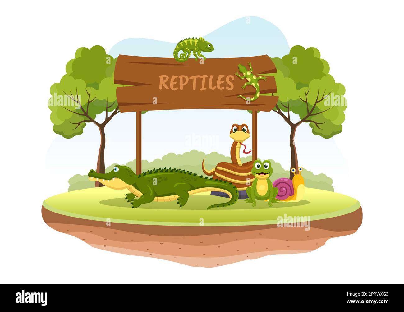 Set of Animal Reptile Template Hand Drawn Cartoon Flat Illustration ...