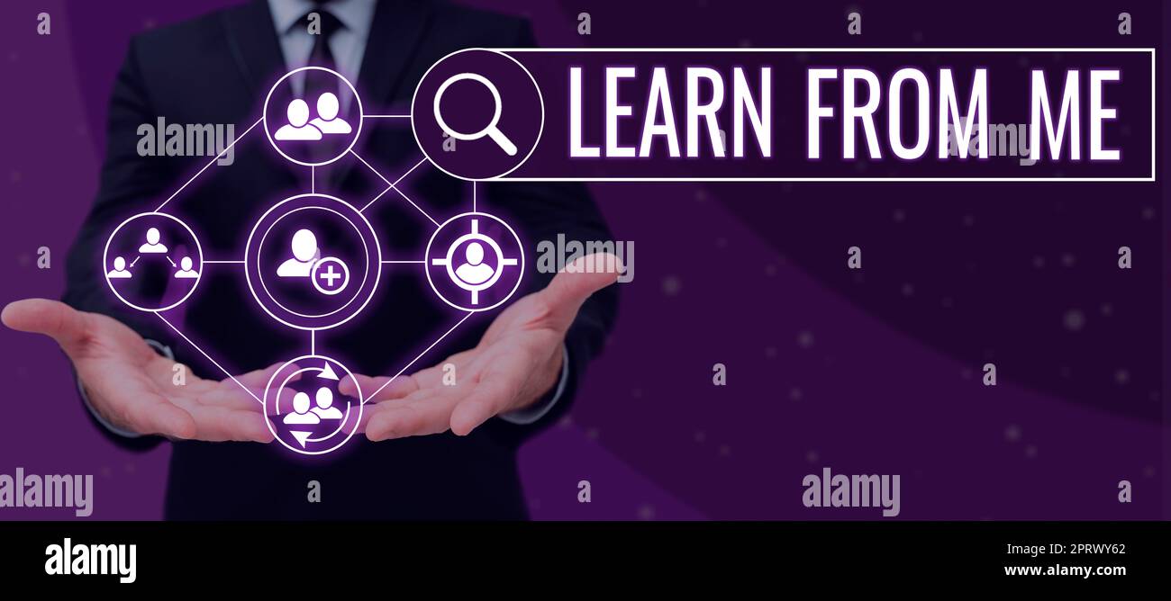 Writing displaying text Learn From Me. Word Written on Follow my lead ...