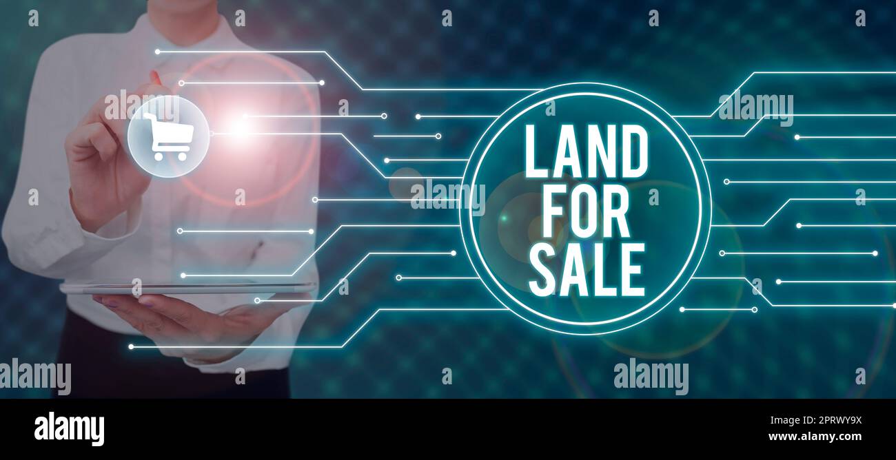 Inspiration showing sign Land For Sale. Concept meaning Real Estate Lot ...