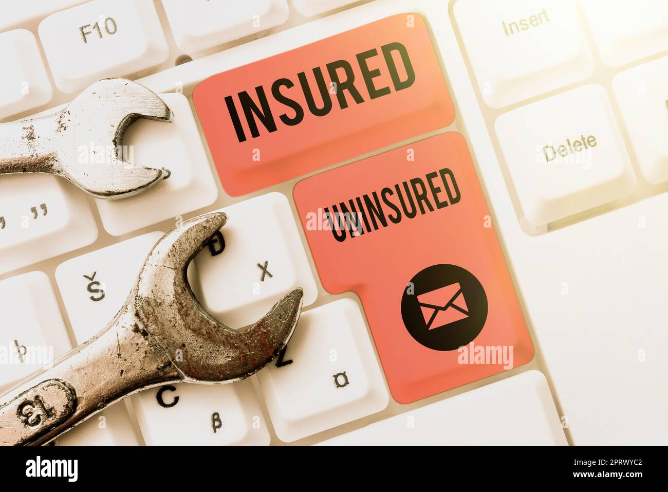 Sign displaying Insured UninsuredCompany selling insurance Checklist to ...