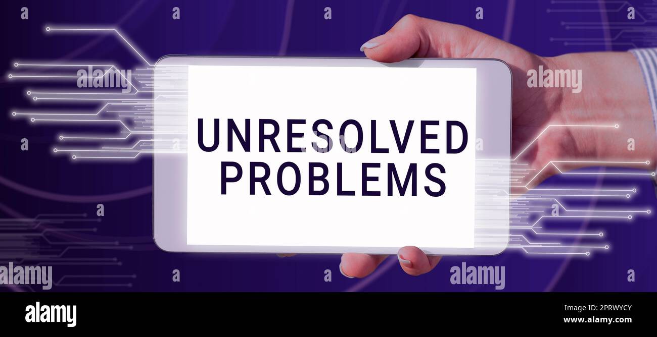 Text Caption Presenting Unresolved Problems Word Written On Those Queries No One Can Answer