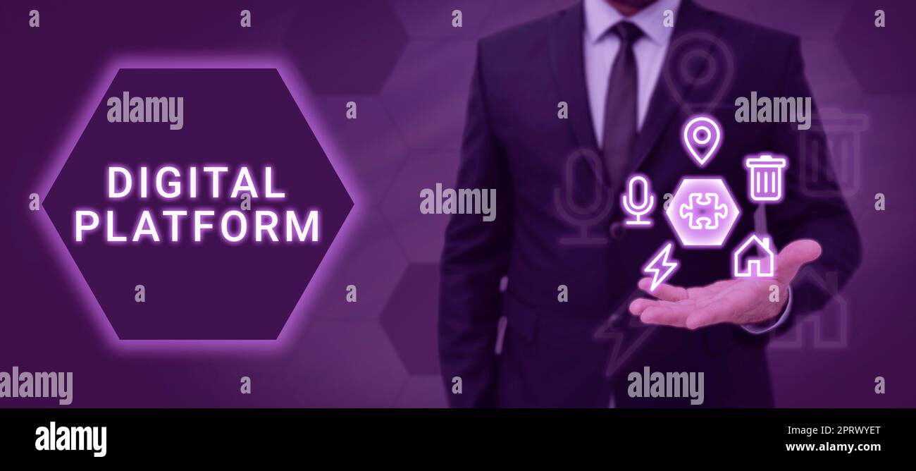 Conceptual caption Digital Platformmarketing campaign or branding new ...