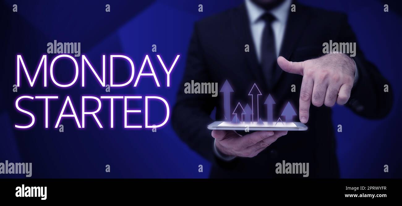 Handwriting text Monday Startedgetting ready for new week Rest is over ...