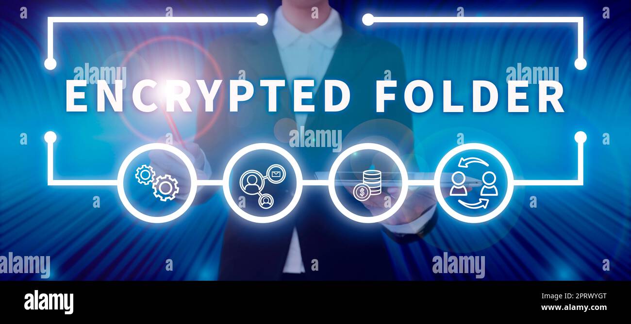 Text sign showing Encrypted Folderprotect confidential data from ...