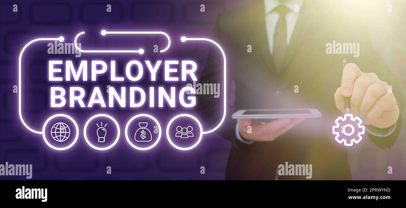Writing displaying text Employer BrandingProcess of promoting a company ...
