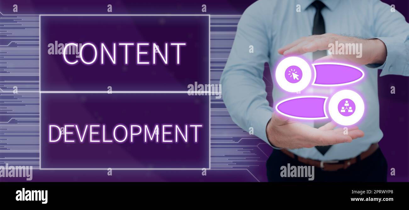 Text sign showing Content DevelopmentSpecialized in Graphic Design Multimedia Documentation ...