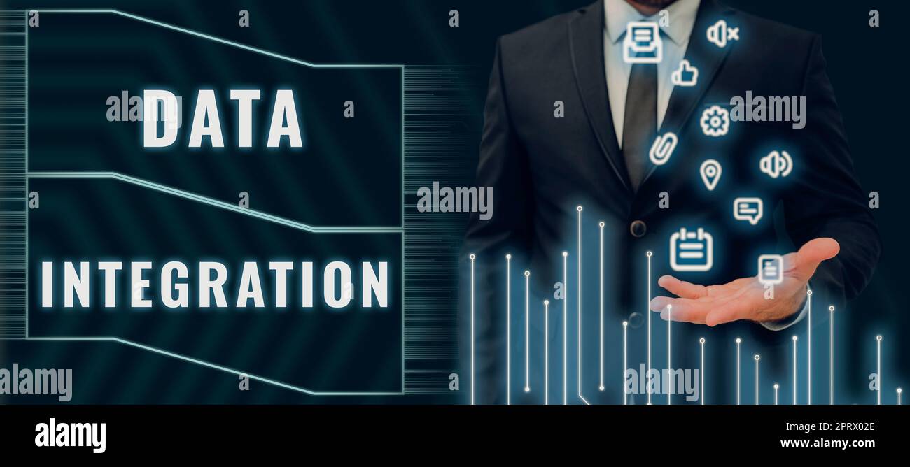 Sign Displaying Data Integrationcombination Of Technical And Business Processes To Combine