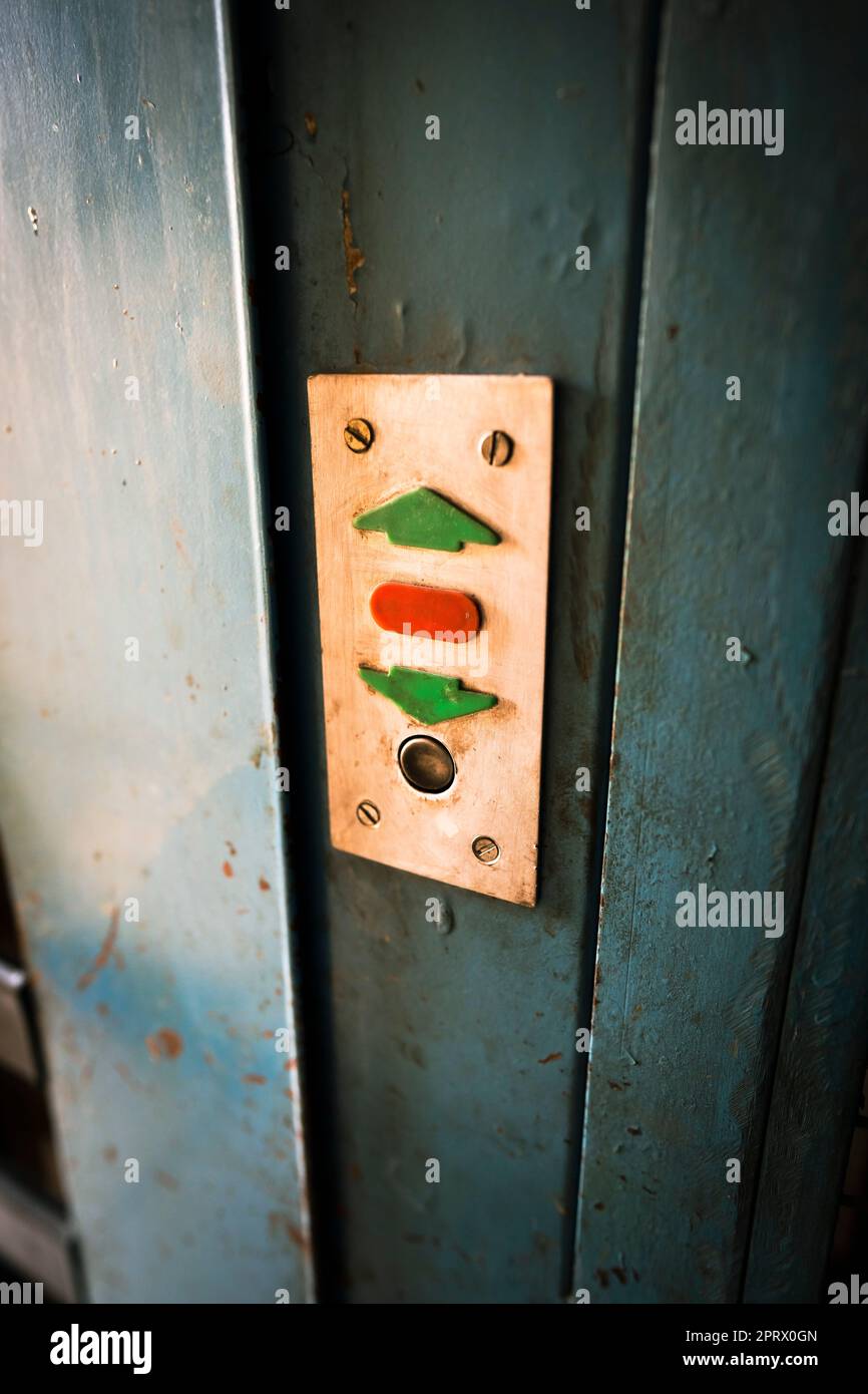Vintage elevator buttons Stock Photo - Alamy