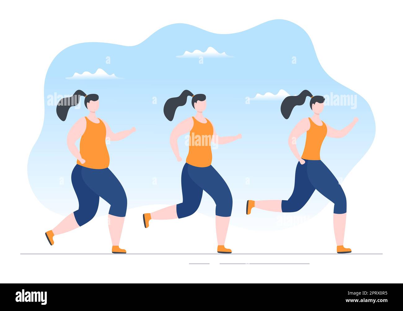 Weight Loss Template Hand Drawn Cartoon Flat Illustration of People ...