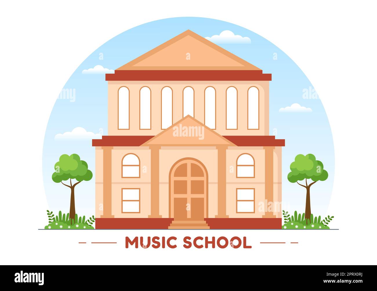 Music School Template In Hand Drawn Cartoon Flat Illustration Playing ...