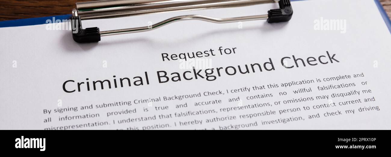 Criminal Background Check Application Form With Pen Stock Photo - Alamy