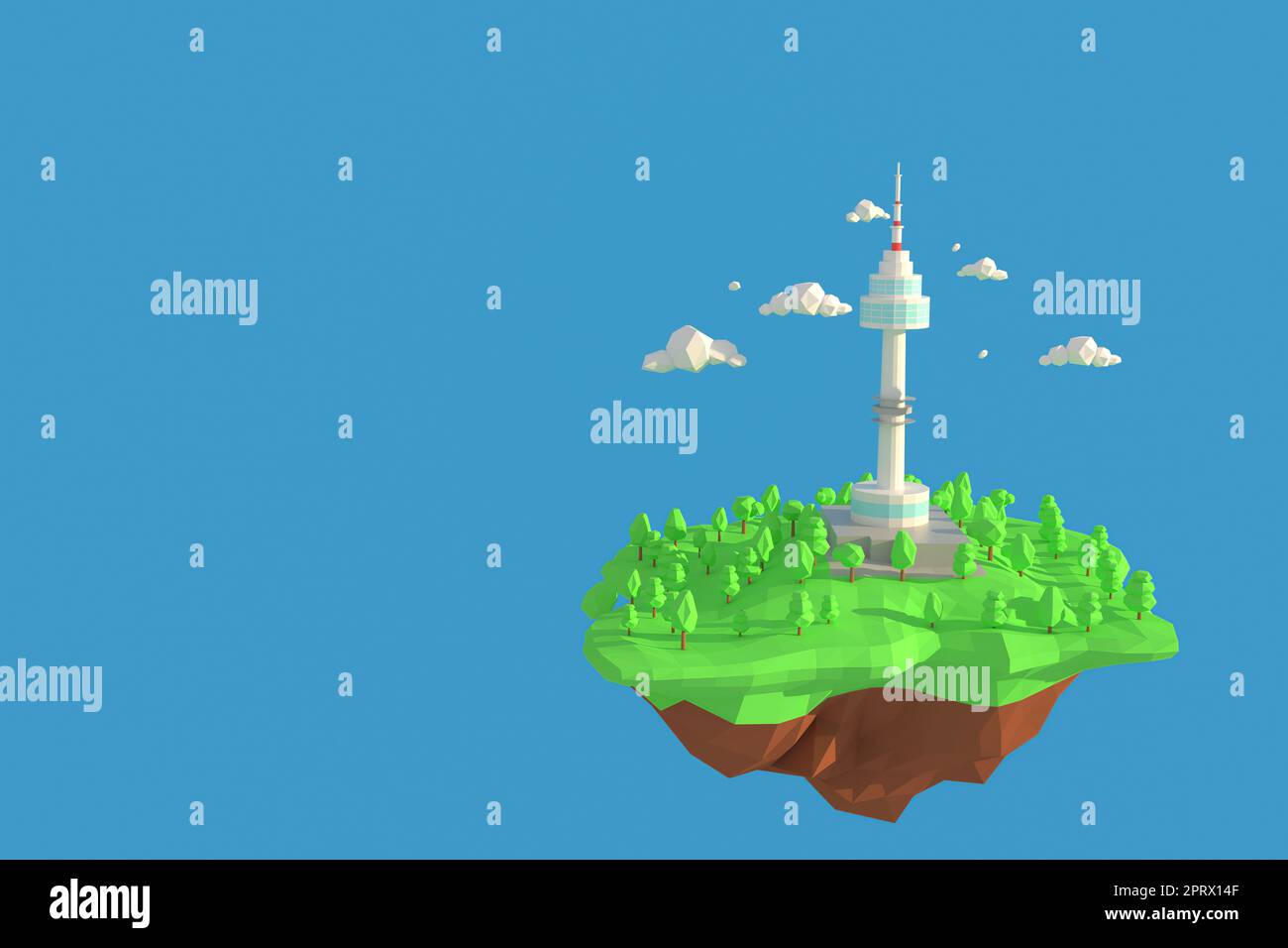 3D illustrator Seoul Tower of South Korea, 3d rendering Low Polygon ...