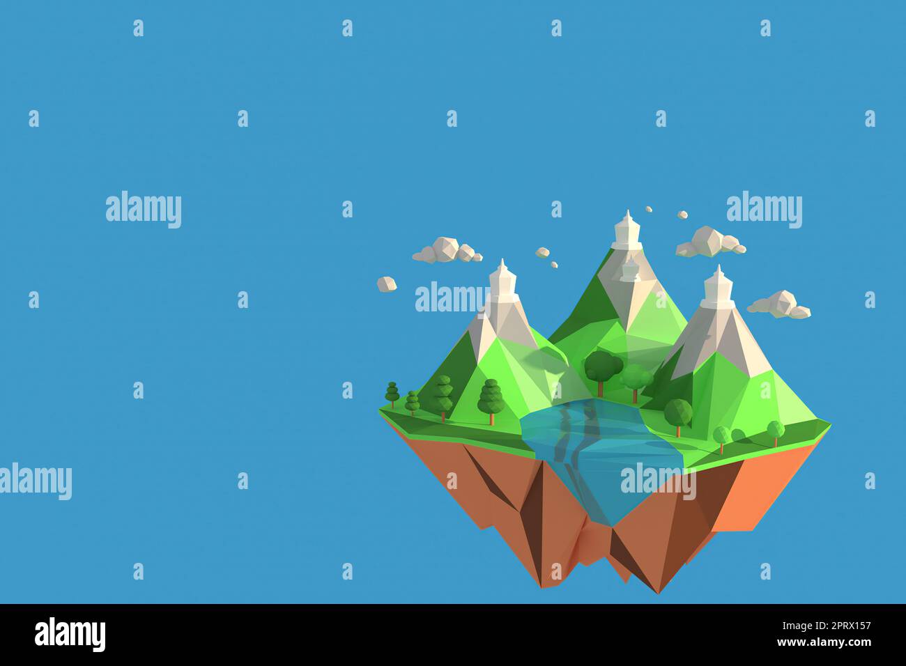 3D illustrator of Chaloem Phrakiat Temple, Thailand, 3d rendering Low ...