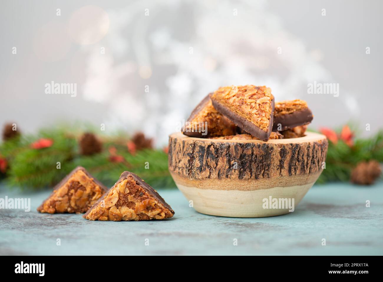 Nut corner triangles, traditional german sweets called Nussecke ...