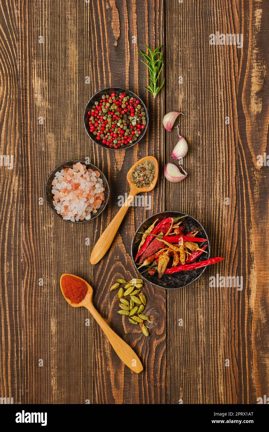 Overhead composition with spicy spice and seasonings Stock Photo - Alamy
