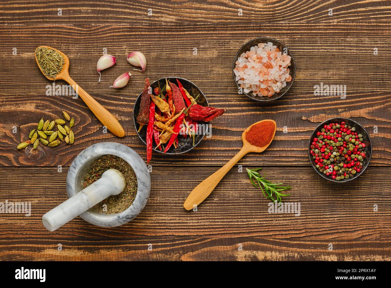 Overhead composition with spicy spice and seasonings Stock Photo - Alamy
