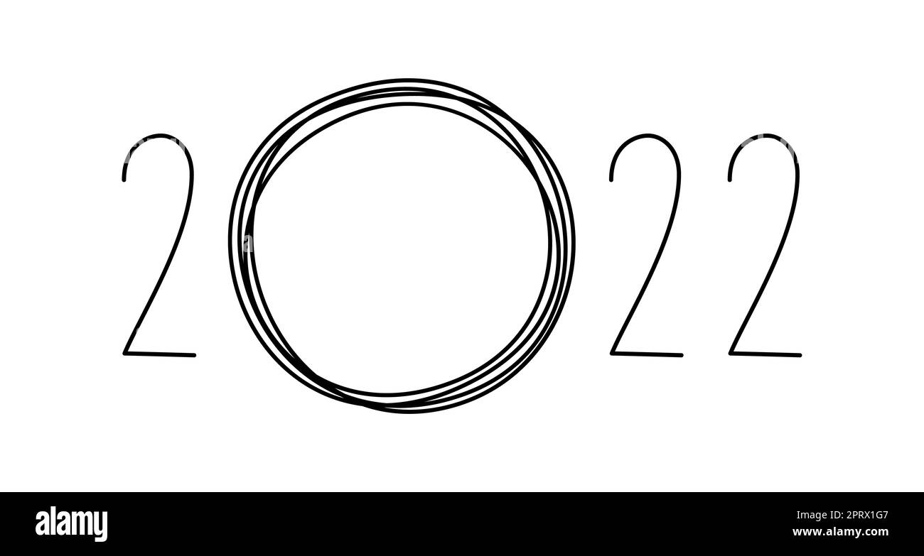 Hand drawn New Year lettering with year 2022 numbers with empty ...