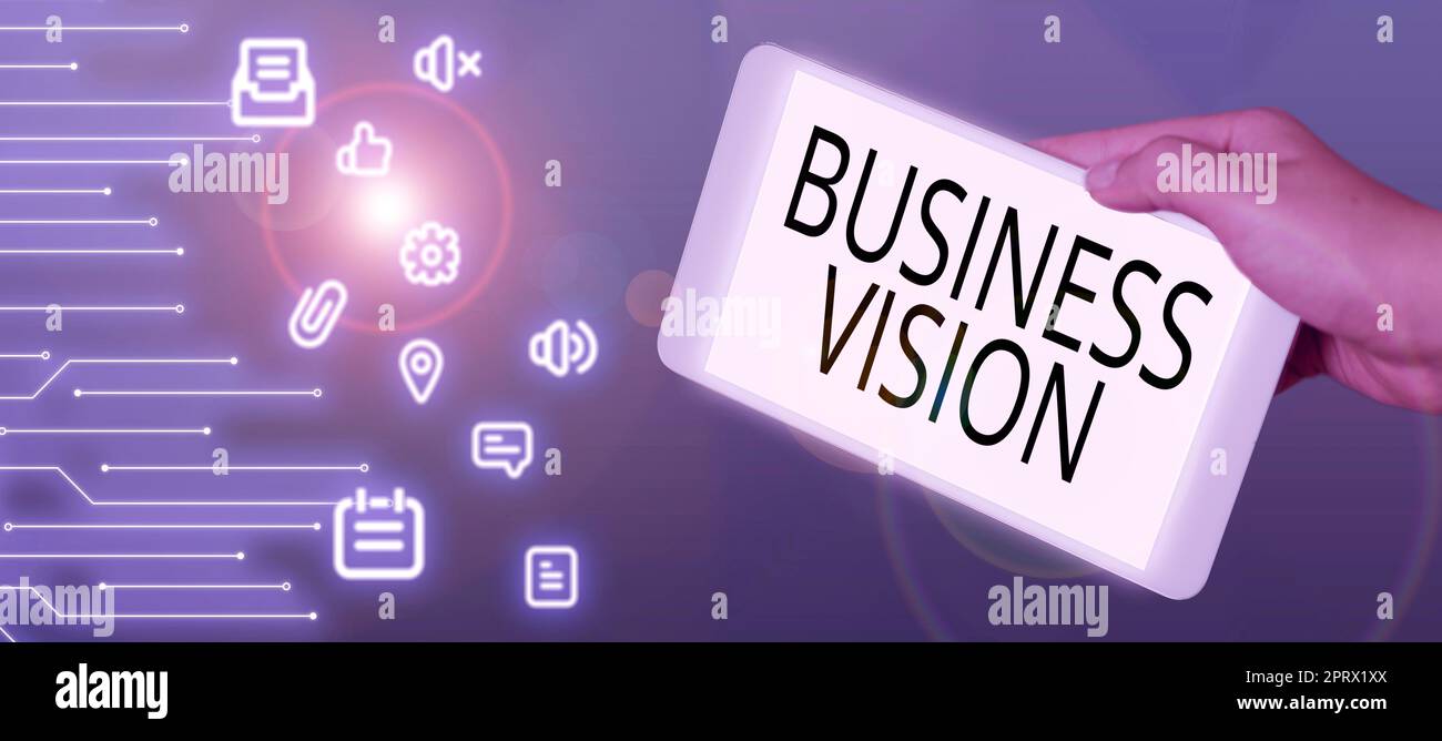 Hand writing sign Business Visiongrow your business in the future based ...