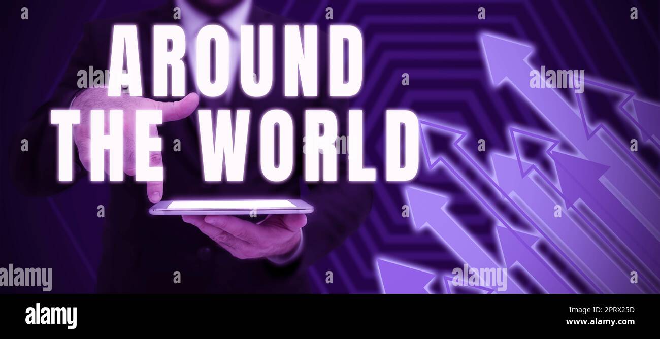 Text caption presenting Around The Worldsaying that something available ...