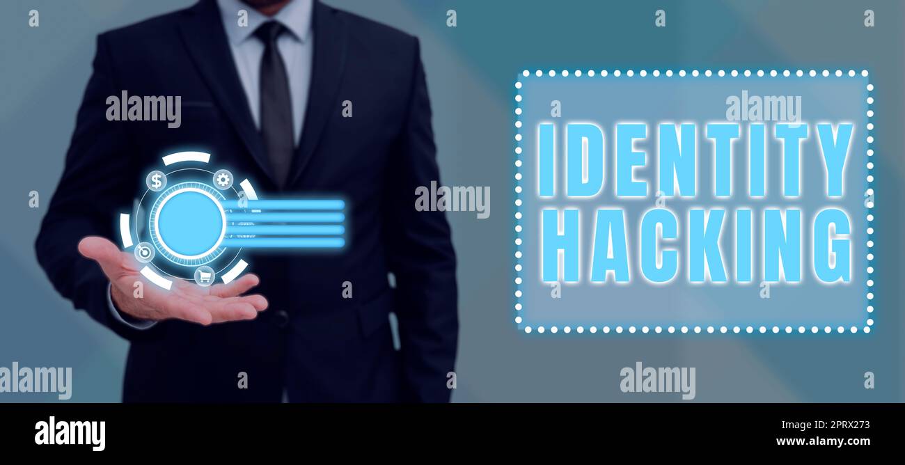 Hand writing sign Identity Hackingcriminal that steal your personal ...