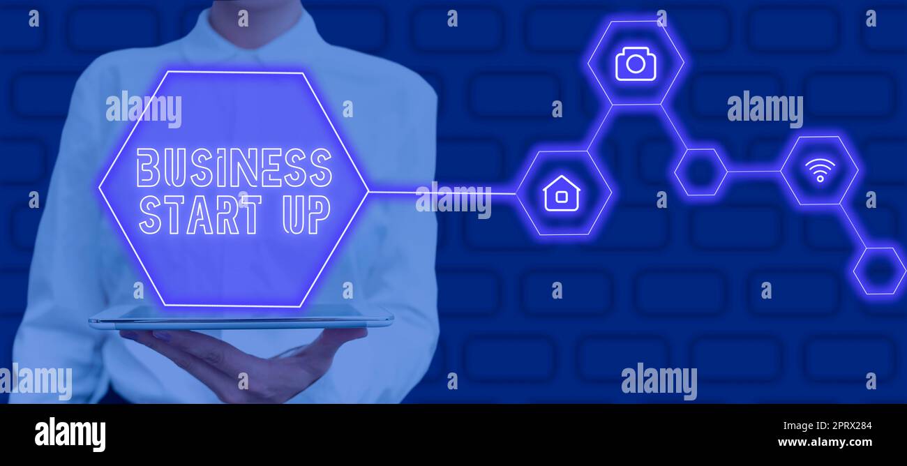 Writing displaying text Business Start UpPutting up new commerce ...