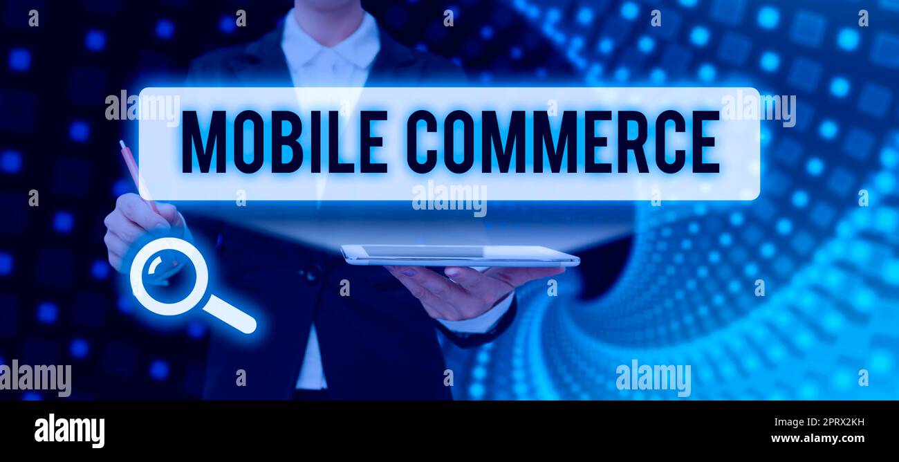 Conceptual Caption Mobile Commerceusing Mobile Phone To Conduct Commercial Transactions Online