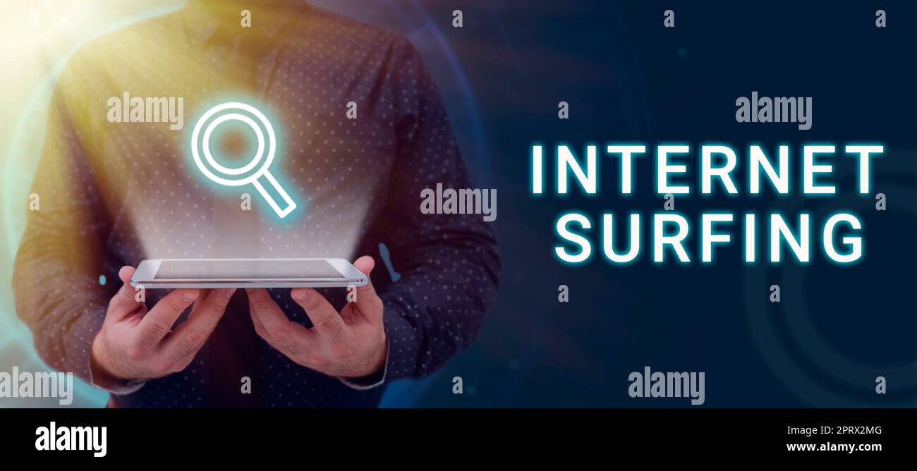 Conceptual display Internet Surfingbrowsing hundred of websites using ...