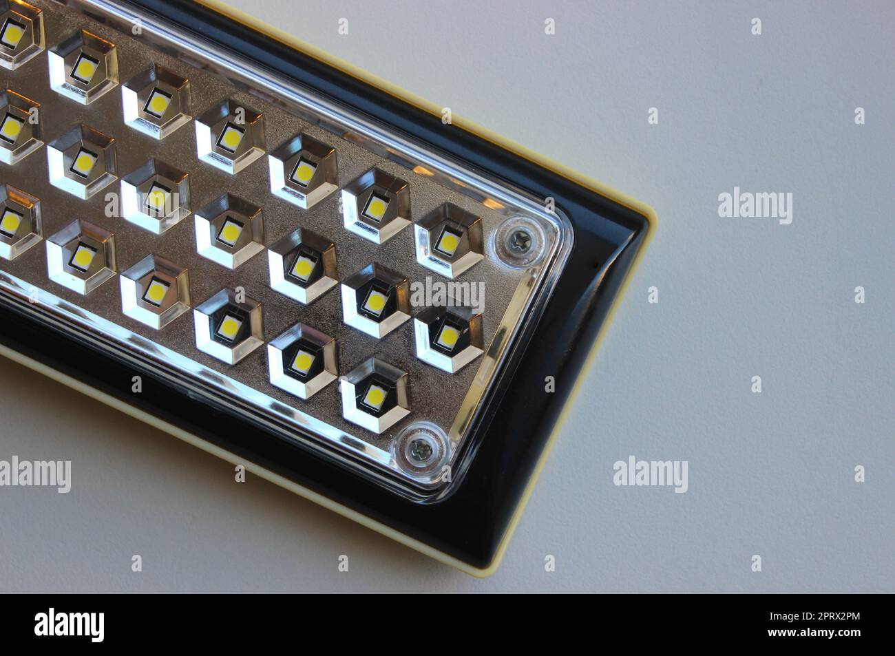 Flat backlight panel with LED sockets isolated on white surface Stock ...