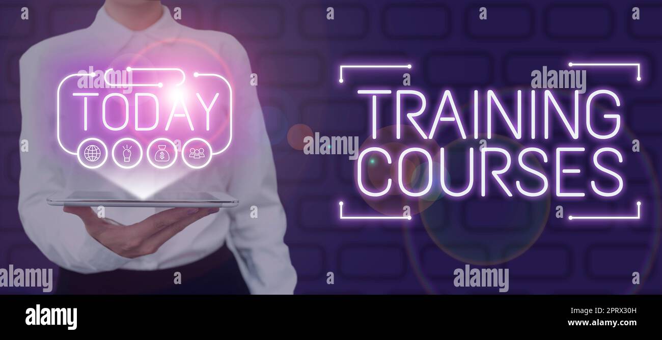 Text caption presenting Training Coursesis series of lessons or ...
