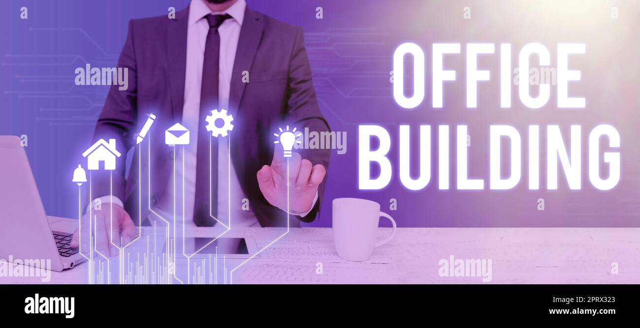 Writing displaying text Office BuildingCommercial buildings are used ...