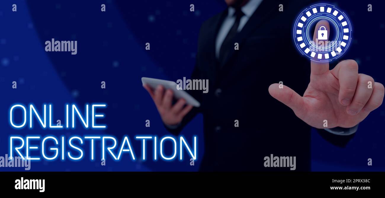 Handwriting text Online Registration. Internet Concept Process to ...