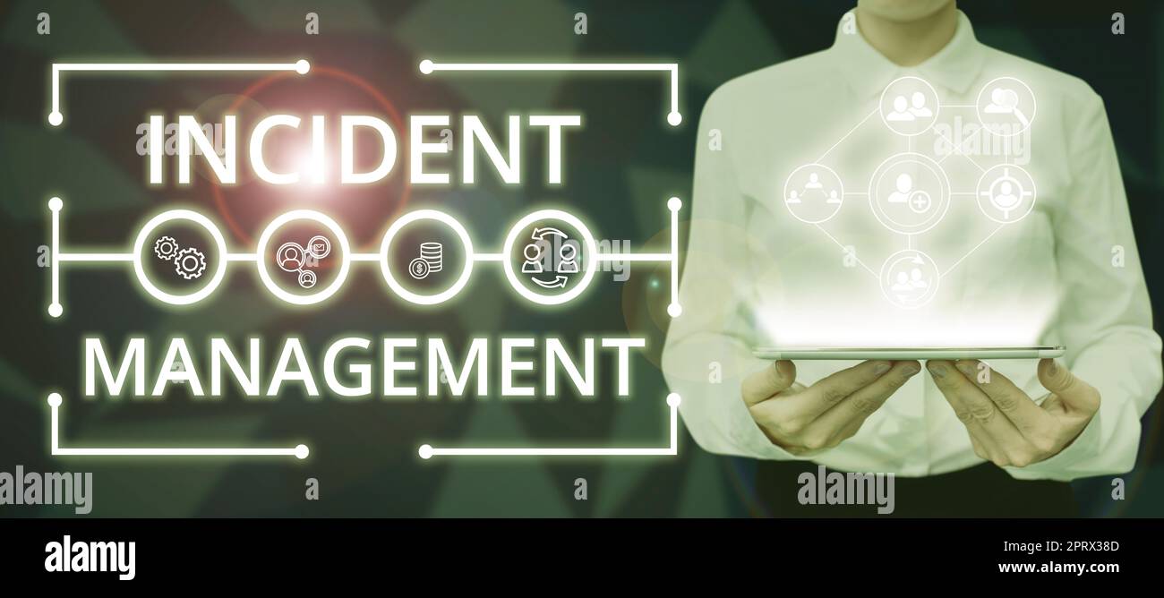 Sign displaying Incident Management. Word Written on Process to return ...